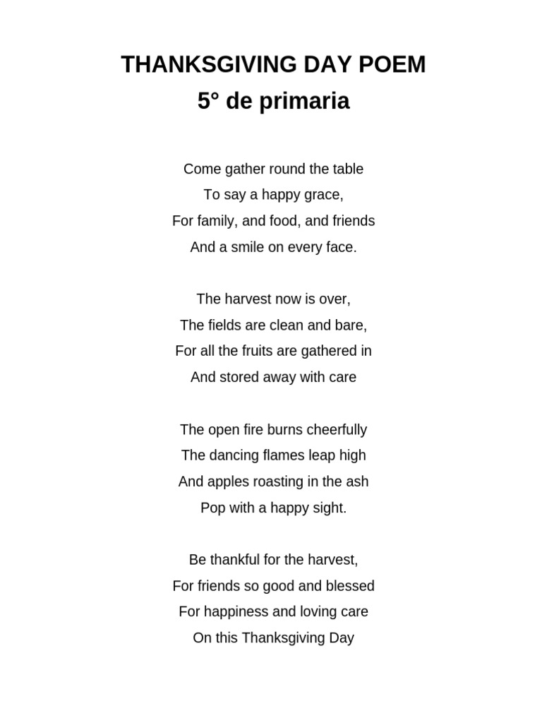 Thanks Giving Day Poem 5to | PDF