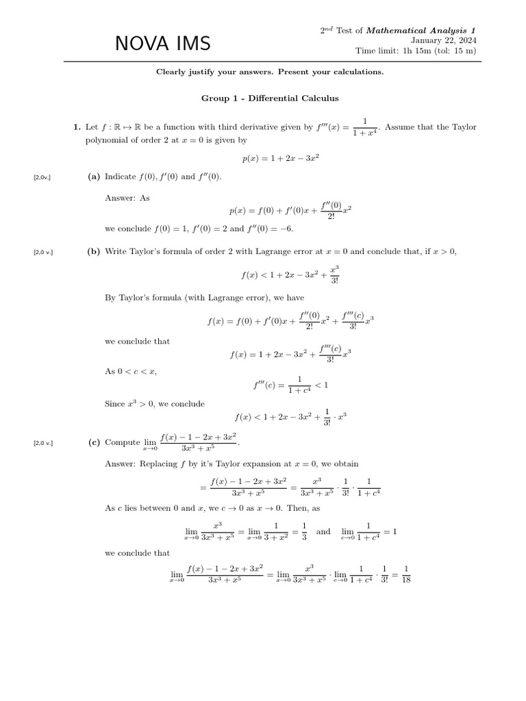 Corr T2 AM1-IMS-22-1-2024 | PDF | Mathematical Analysis | Mathematics