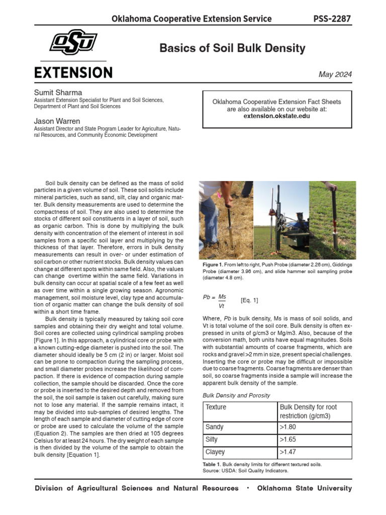Basics of Soil Bulk Density Pss 2287 Updated A | PDF | Porosity | Soil