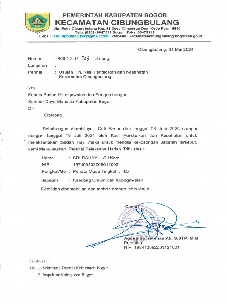 Surat Usulan PLH | PDF