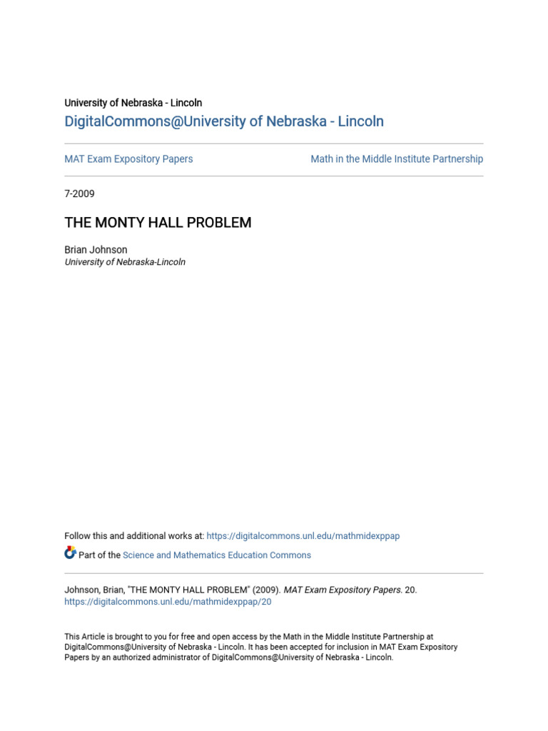The Monty Hall Problem | PDF | Probability Theory