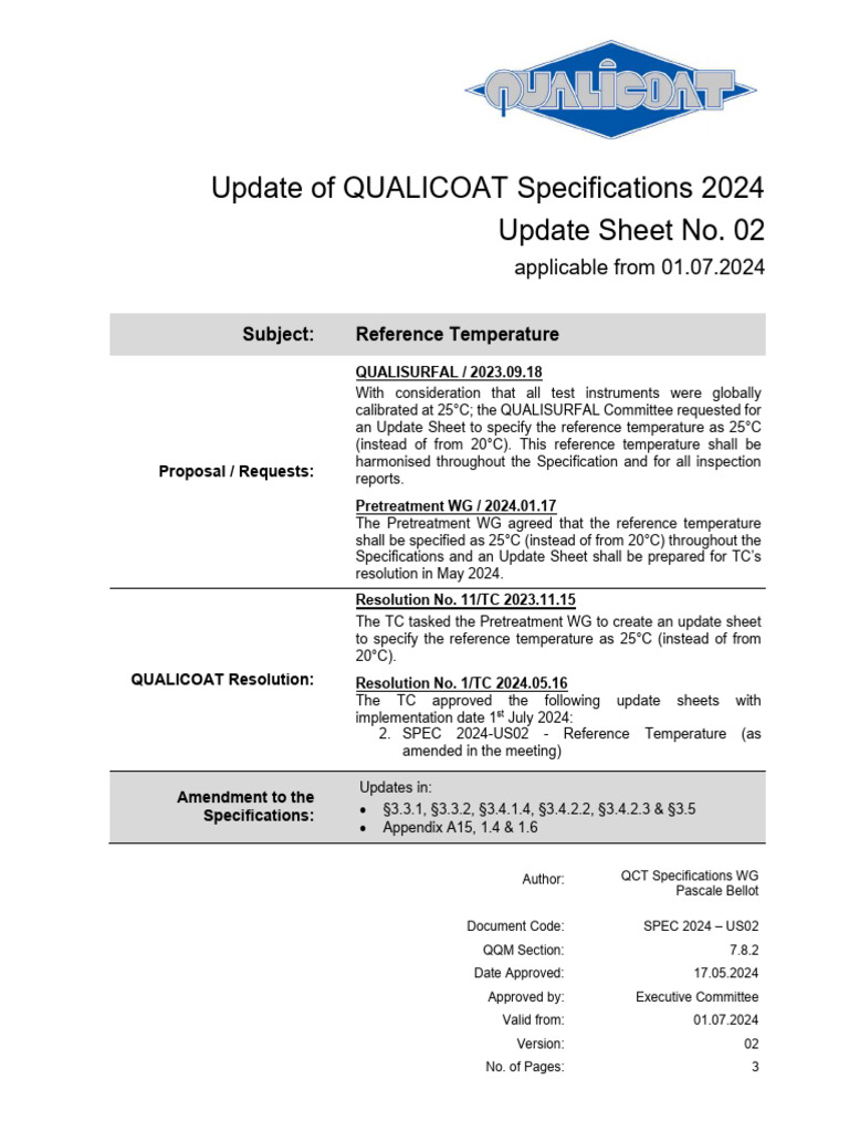 QUALICOAT 2024 Reference Temperature Update | PDF | Water | Industrial ...