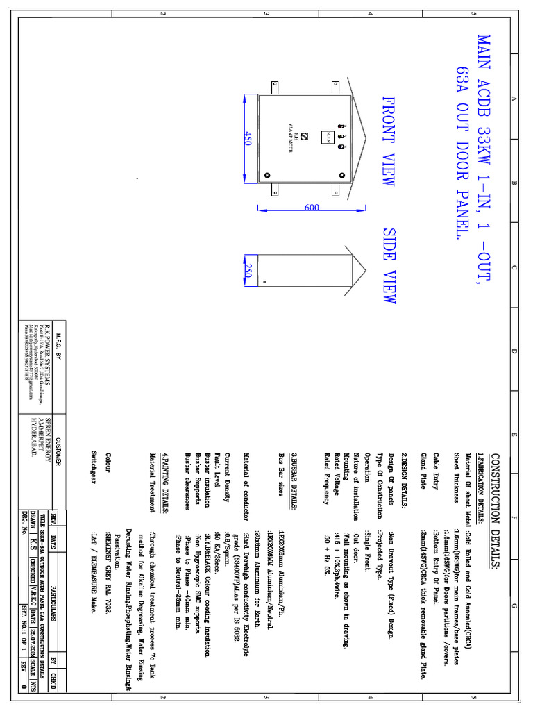 Main Acdb 33kw (63a) Out Door Panel | PDF