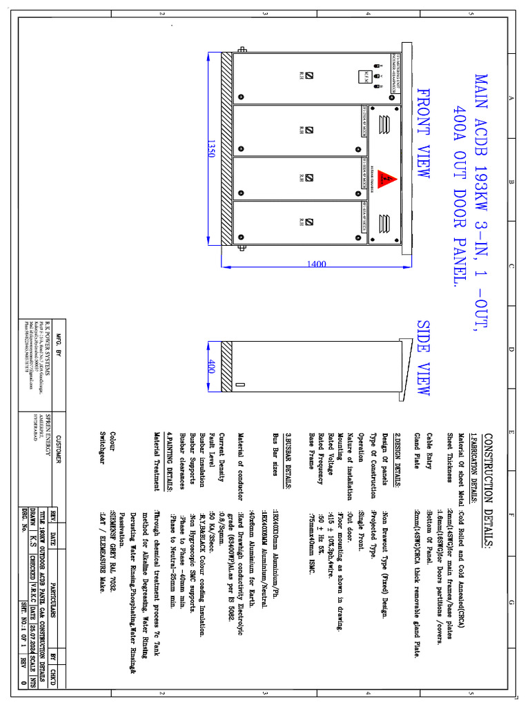 Main Acdb 193kw (400a) Out Door Panel | PDF
