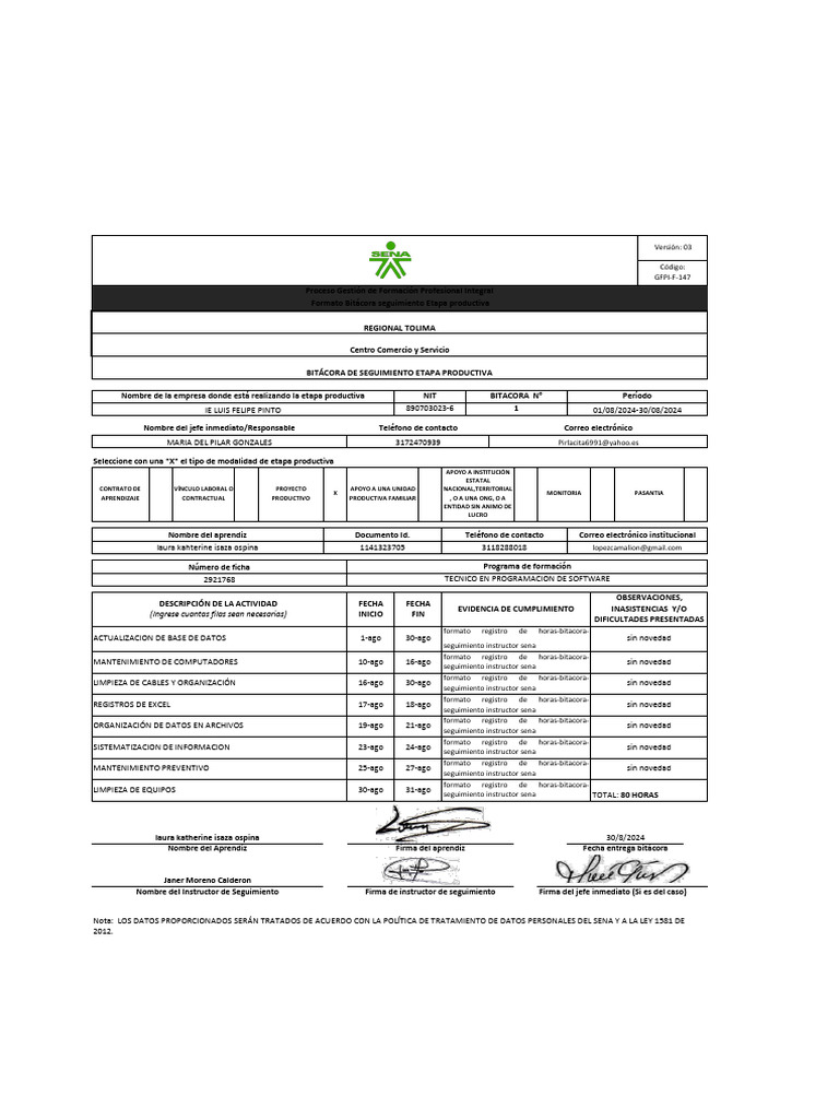 Copia de Agosto 2 Laura LFP (1) DDSDD | PDF | Informática