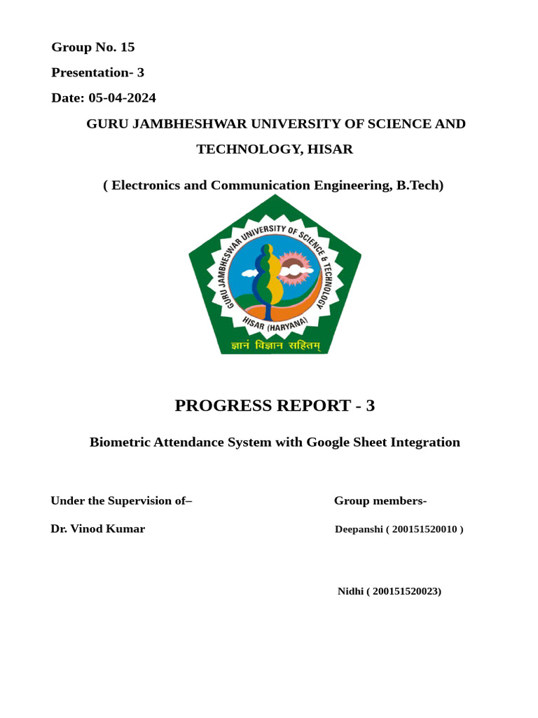 Major Project Progress Report 3 | PDF | Fingerprint | Computing