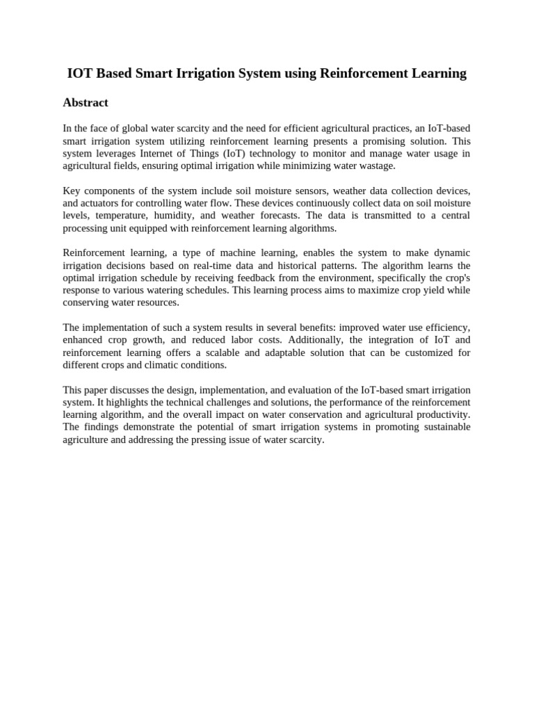 IoT Smart Irrigation with RL Optimization | PDF | Machine Learning ...