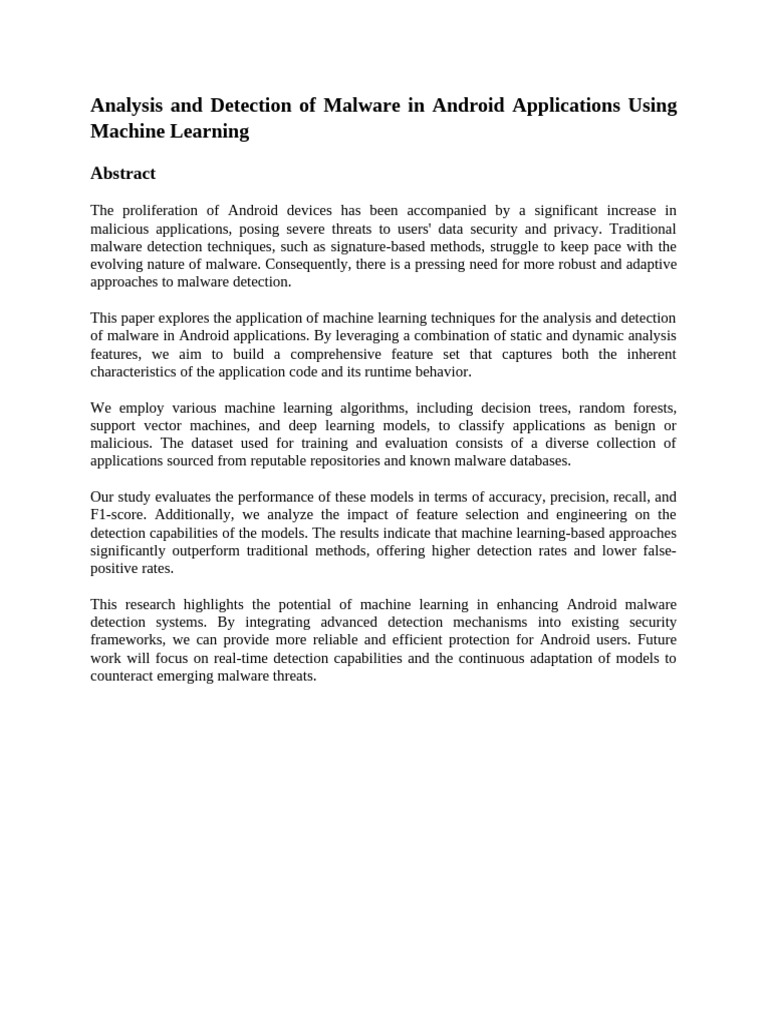 7.analysis and Detection of Malware in Android Applications Using Machine Learning | PDF ...
