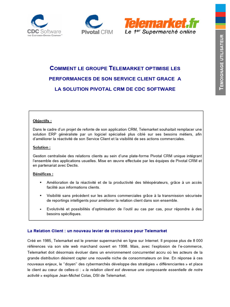 Comment Le Groupe Telemarket Optimise Les | PDF | Gestion de la ...