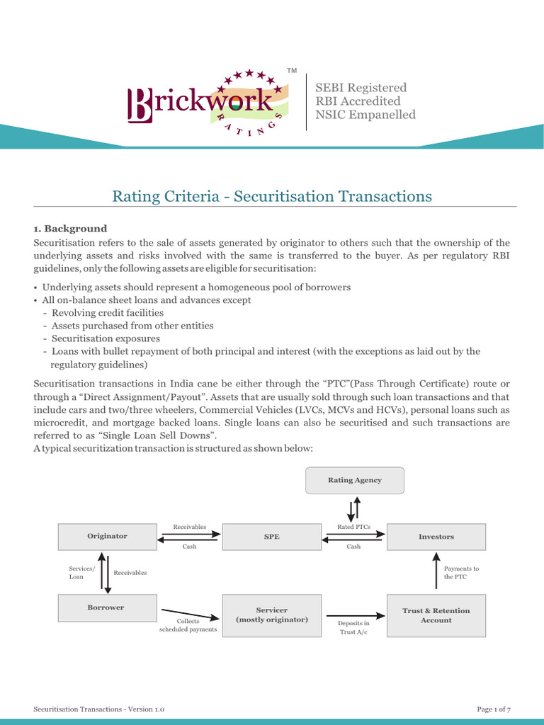 Criteria-Securitisation Transactions | PDF | Securitization | Economies