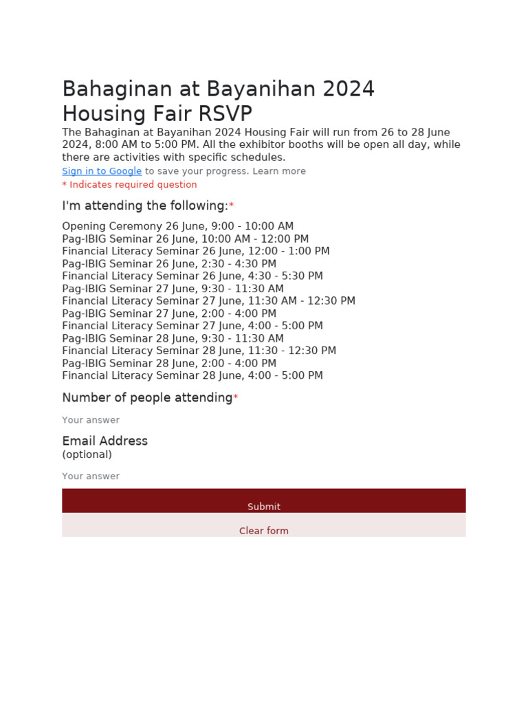 Bahaginan at Bayanihan 2024 Housing Fair RSVP | PDF