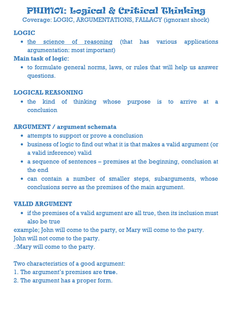 Nepomuceno PHIN101 | PDF | Argument | Logic