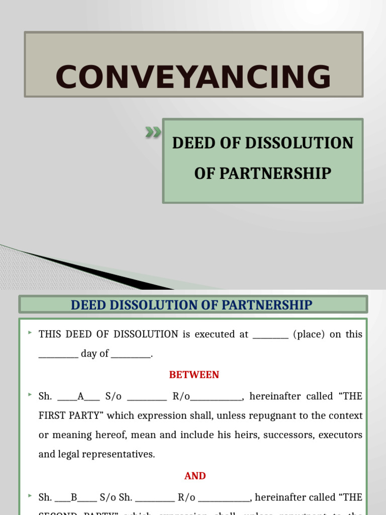 Partnership Dissolution Deed Template | PDF | Partnership | Arbitral ...