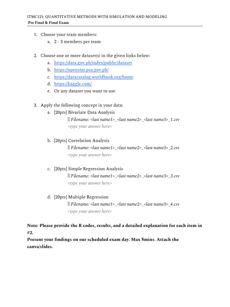 Prefinal & Final Exam - Ignacio and Mien | PDF