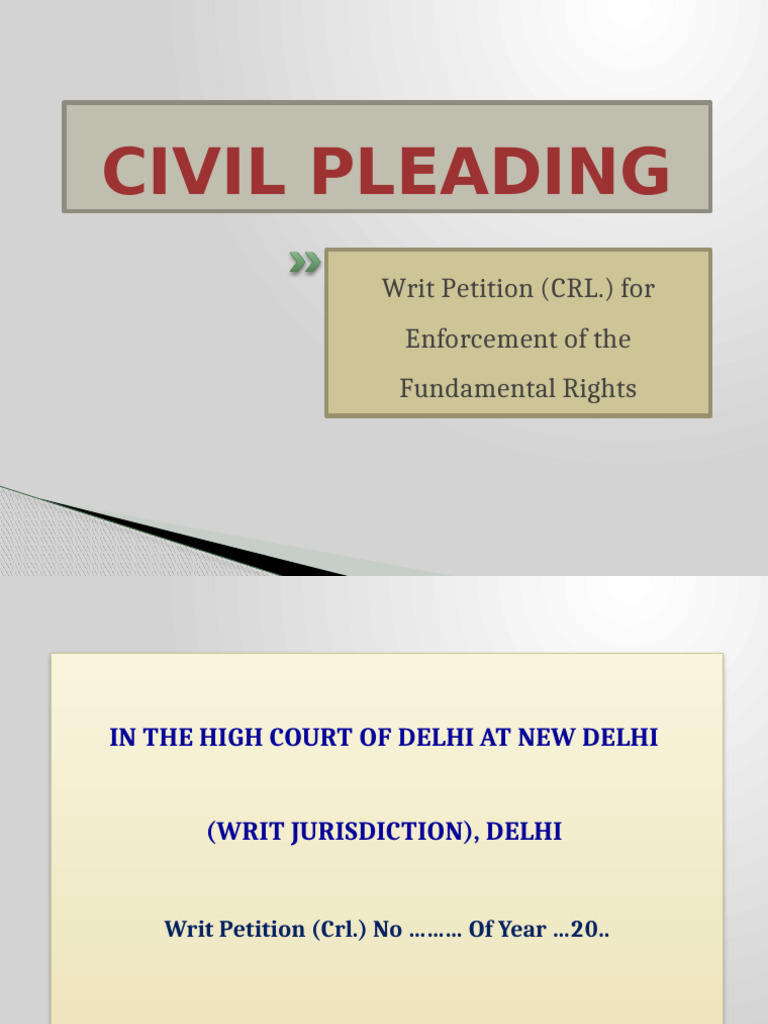 18 Model Draft of Writ Petitioncrl For Enforcement of Fundamental | PDF | Writ | Detention ...