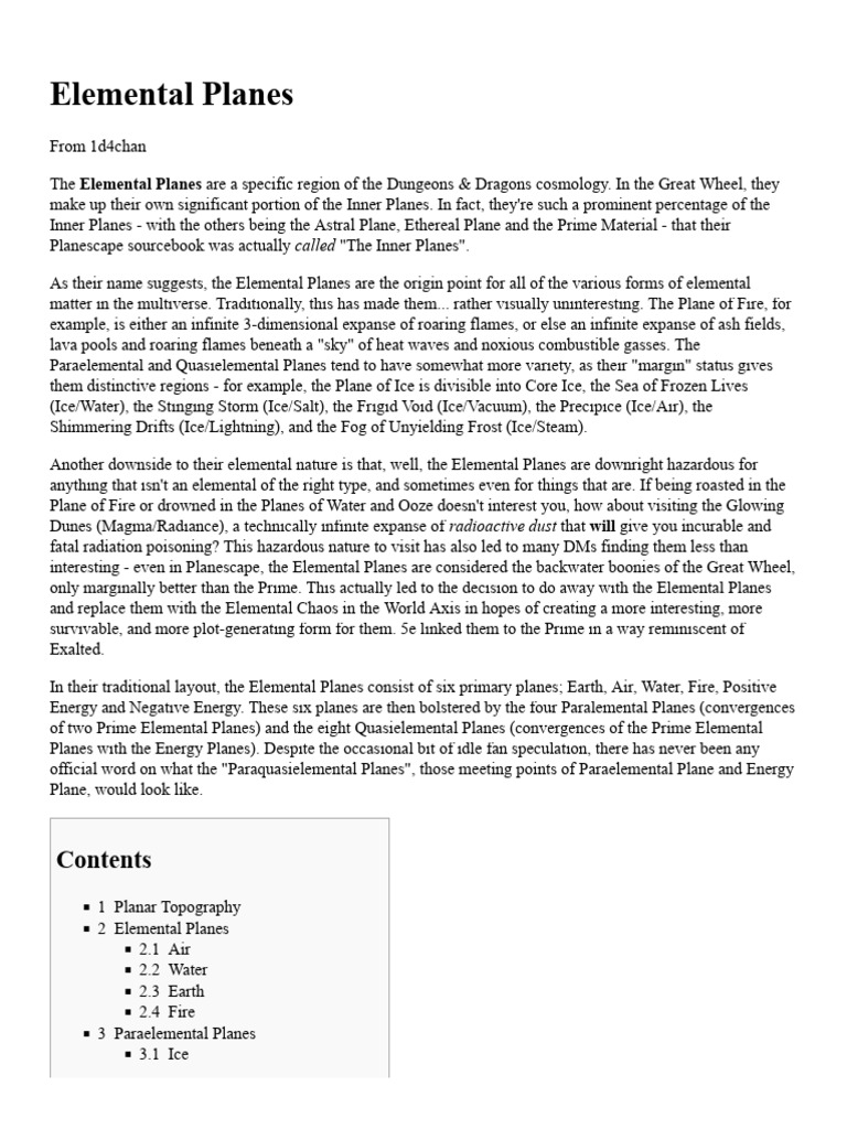 Elemental Planes - 1d4chan | PDF | Dungeons & Dragons | Earth Sciences