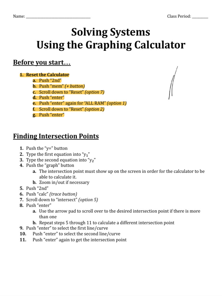 Solving Systems - Calculator Notes | PDF