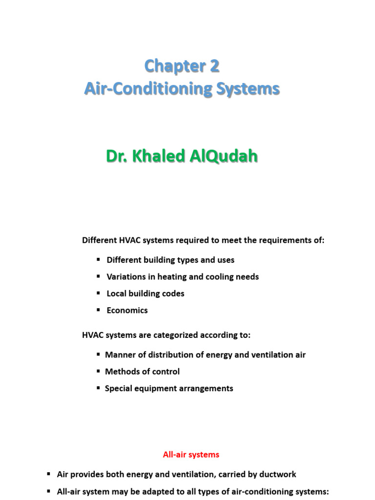HVAC - Chapter 2 - Air Conditioning Systems | PDF | Building | Sustainable Architecture