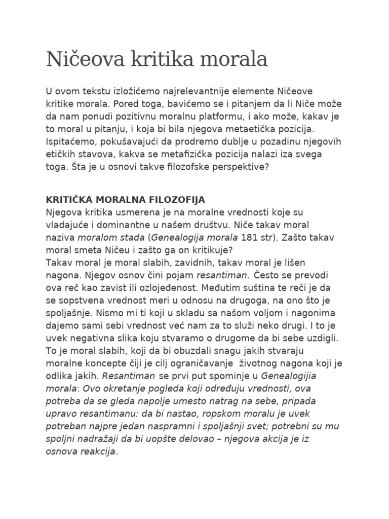 Ničeova Kritika Morala | PDF