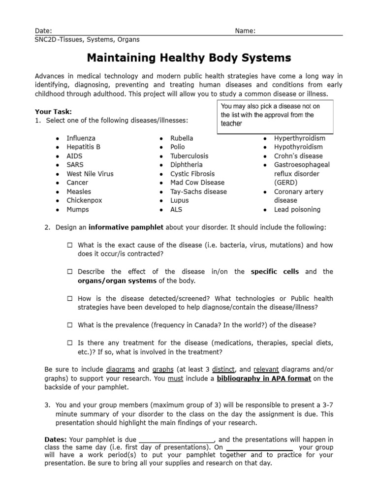 Disease Brochure Project Guidelines | PDF | Virus | Gastroesophageal ...