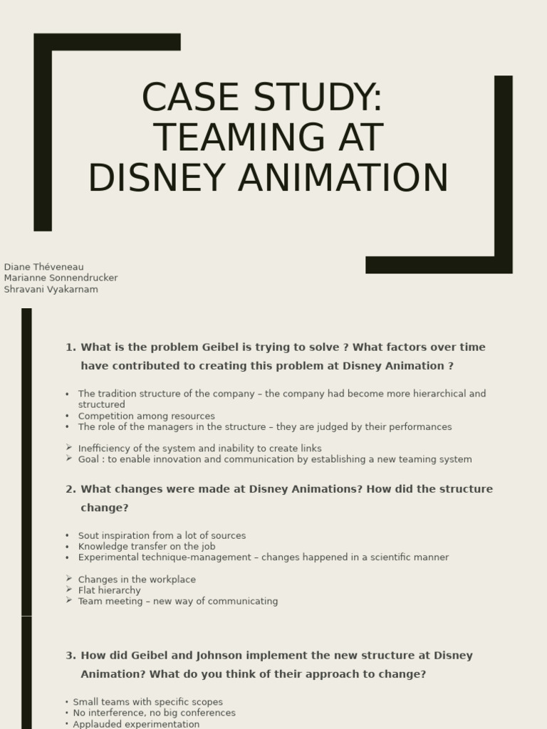 Disney Animation Teaming Case Study | PDF