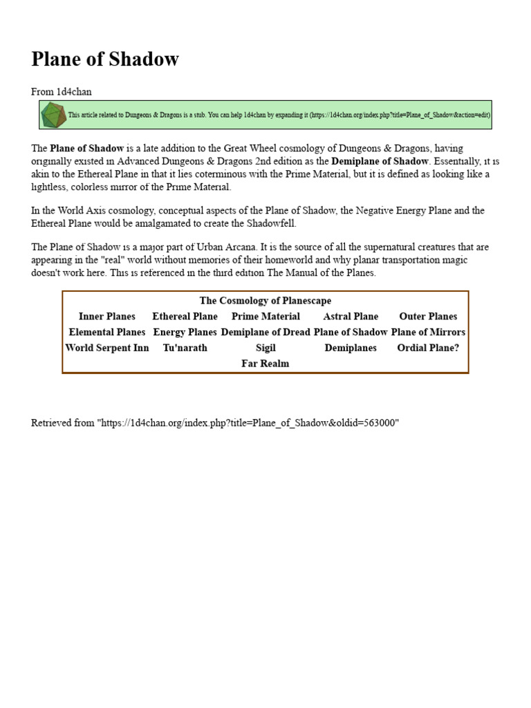 Plane of Shadow - 1d4chan | PDF