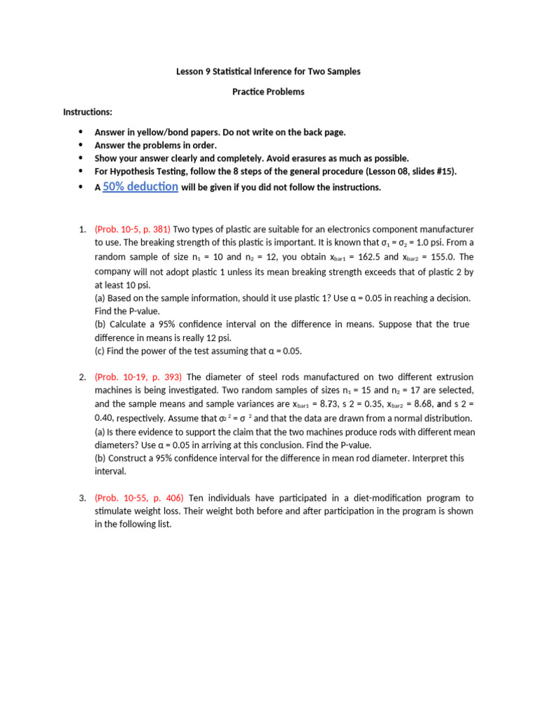 Lesson 9 Practice Problem #2 3T AY1920-1 | PDF | P Value | Sampling ...