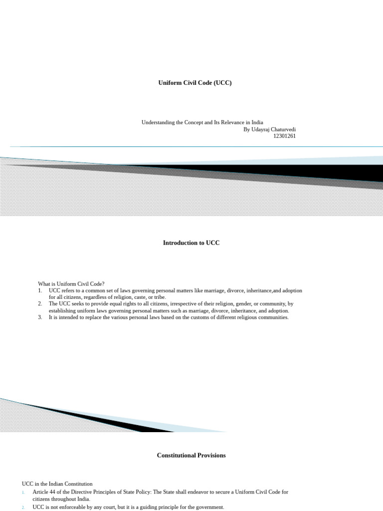 Uniform Civil Code (UCC) by Udayraj | PDF | Government | Political Science