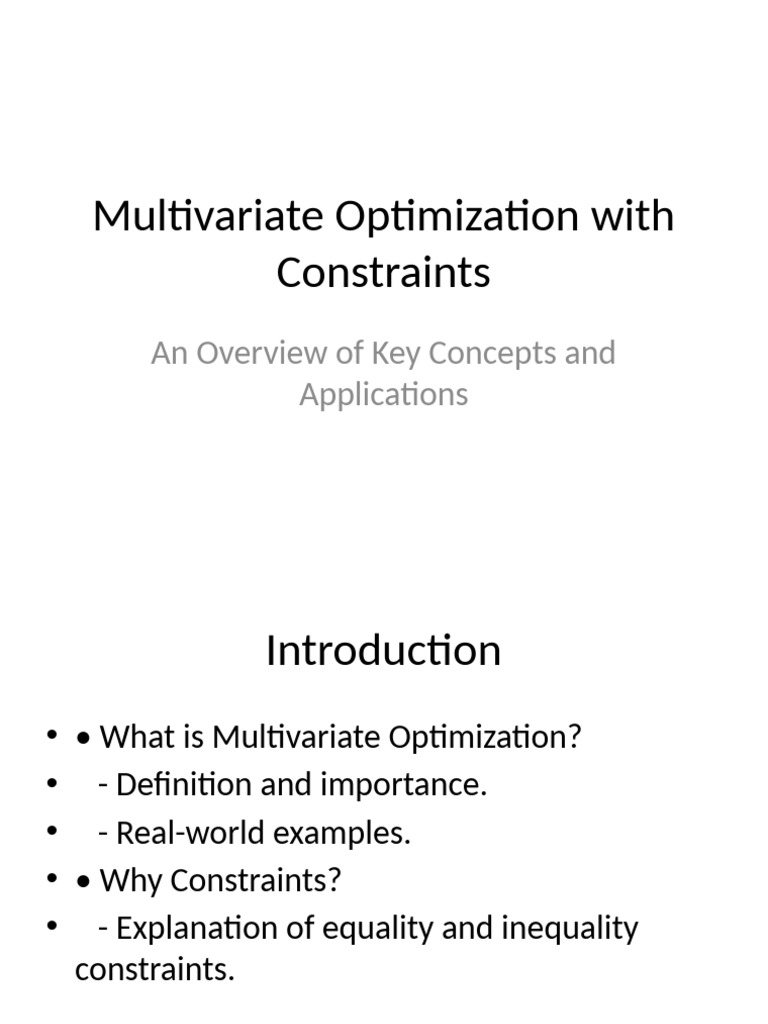 Multivariate Optimization With Constraints | PDF