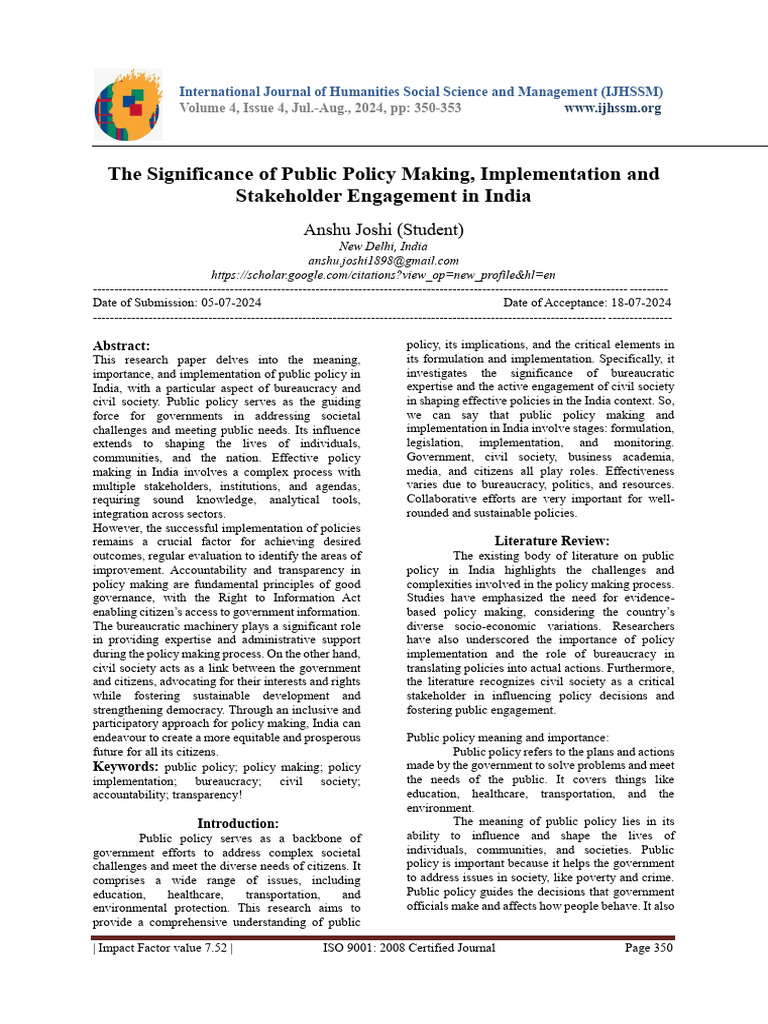 Public Policy Making in India: Key Insights | PDF | Policy | Governance