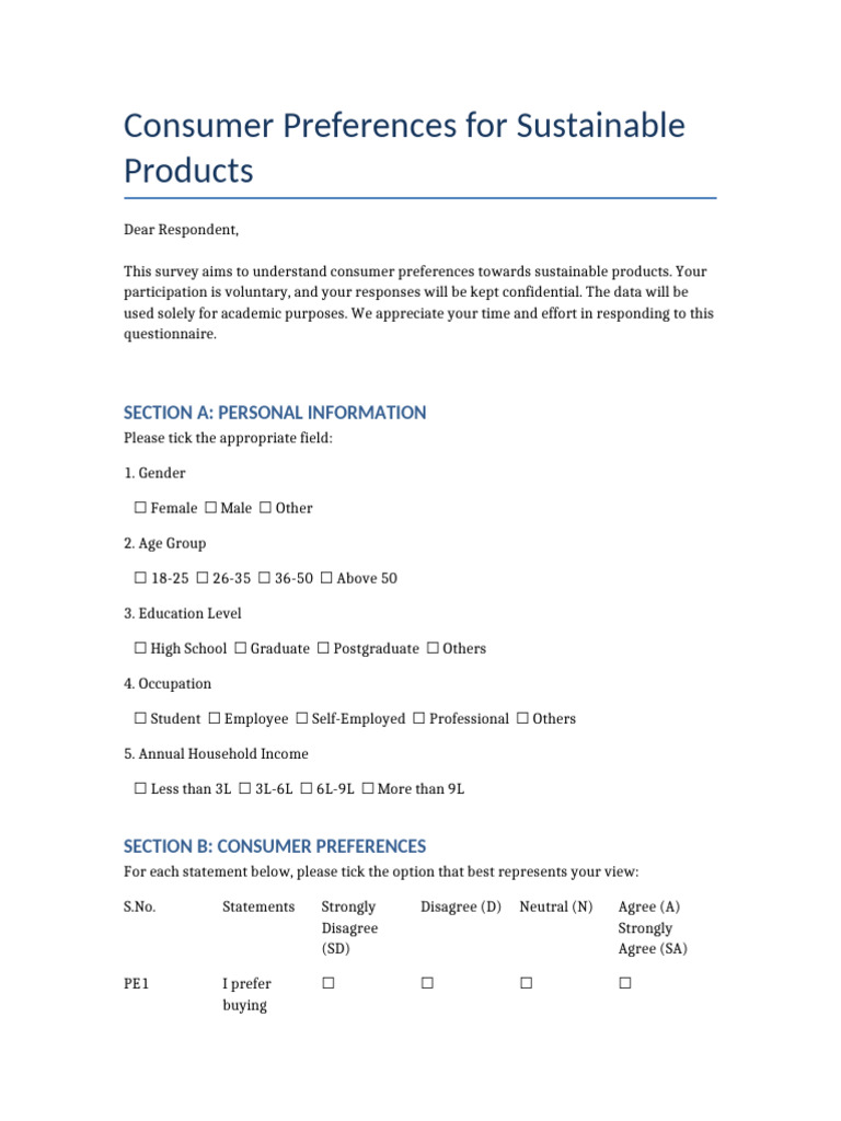 Consumer Preferences for Sustainability | PDF | Consumer Behaviour ...