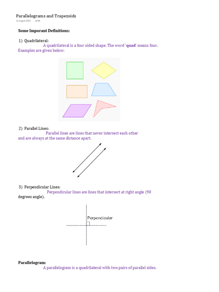 Parallelograms and Trapezoids | PDF