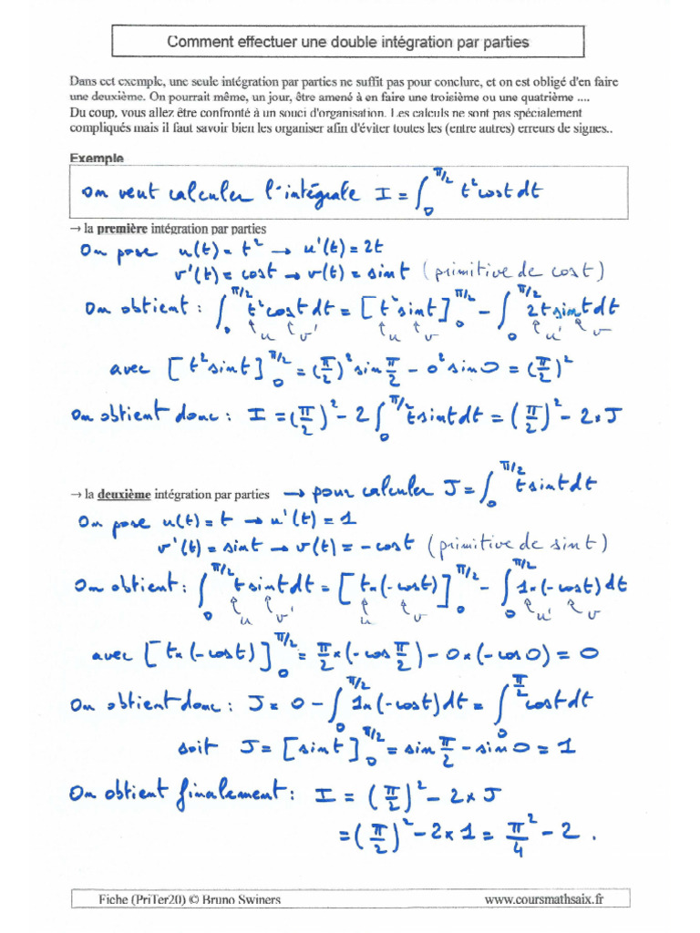 Comment Faire Calculer Double Integration Par Parties Methode Et Exemple | PDF