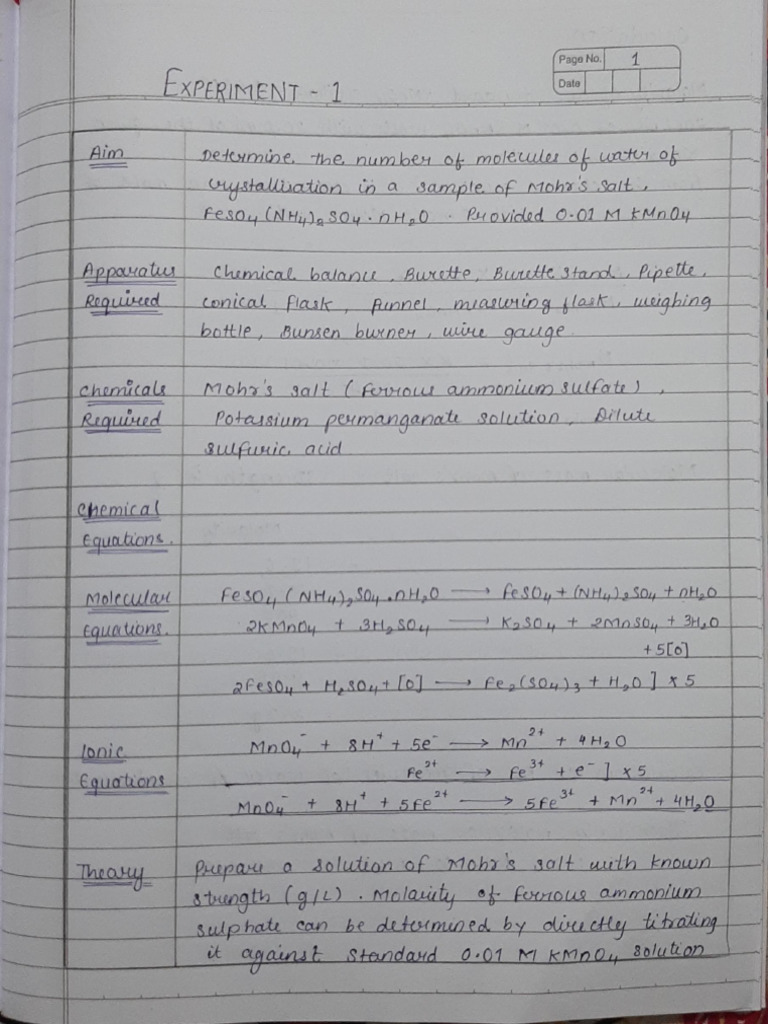 Chemistry Experiment 1 & 2 | PDF