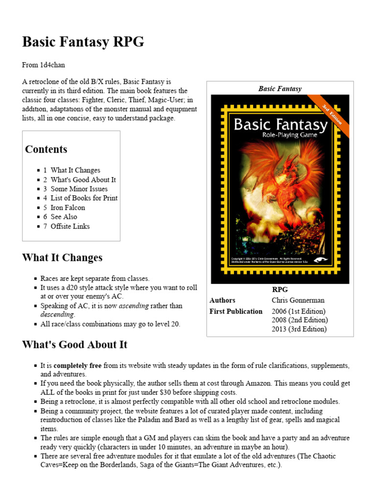 Basic Fantasy RPG - 1d4chan | PDF | Dungeons & Dragons | D20 System