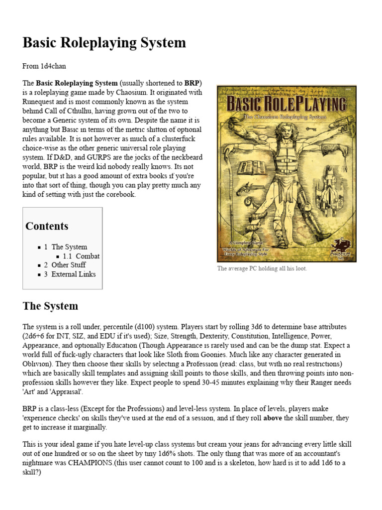 Basic Roleplaying System - 1d4chan | PDF | Game Rules | Adventure Games