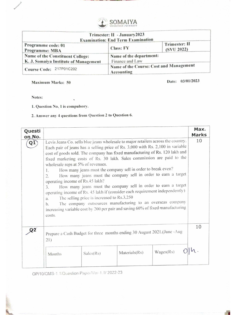 CMA Trim 2 | PDF