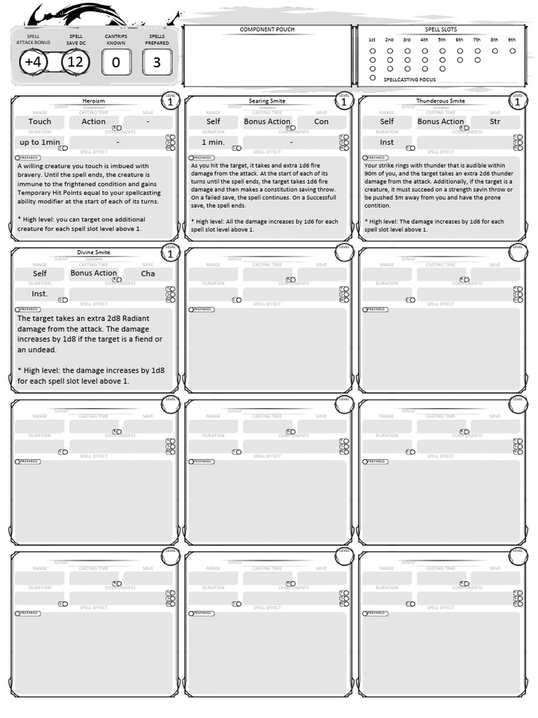 456029-Optional Sheet SPELL SHEET-A EDITABLE | PDF | Military ...