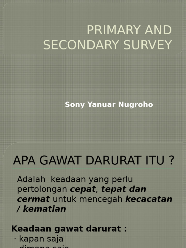 Primary and Secondary Survey | PDF