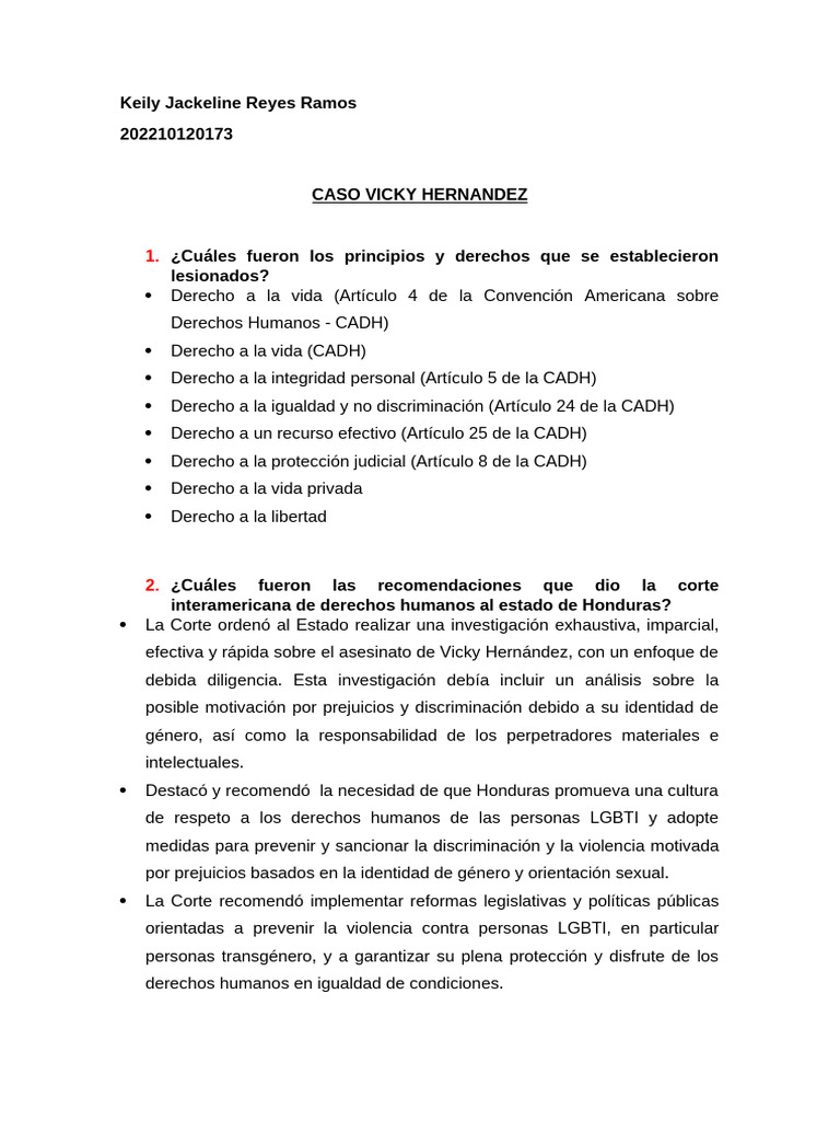 Caso Vicky Hernandez | PDF | Convenio europeo de derechos humanos ...