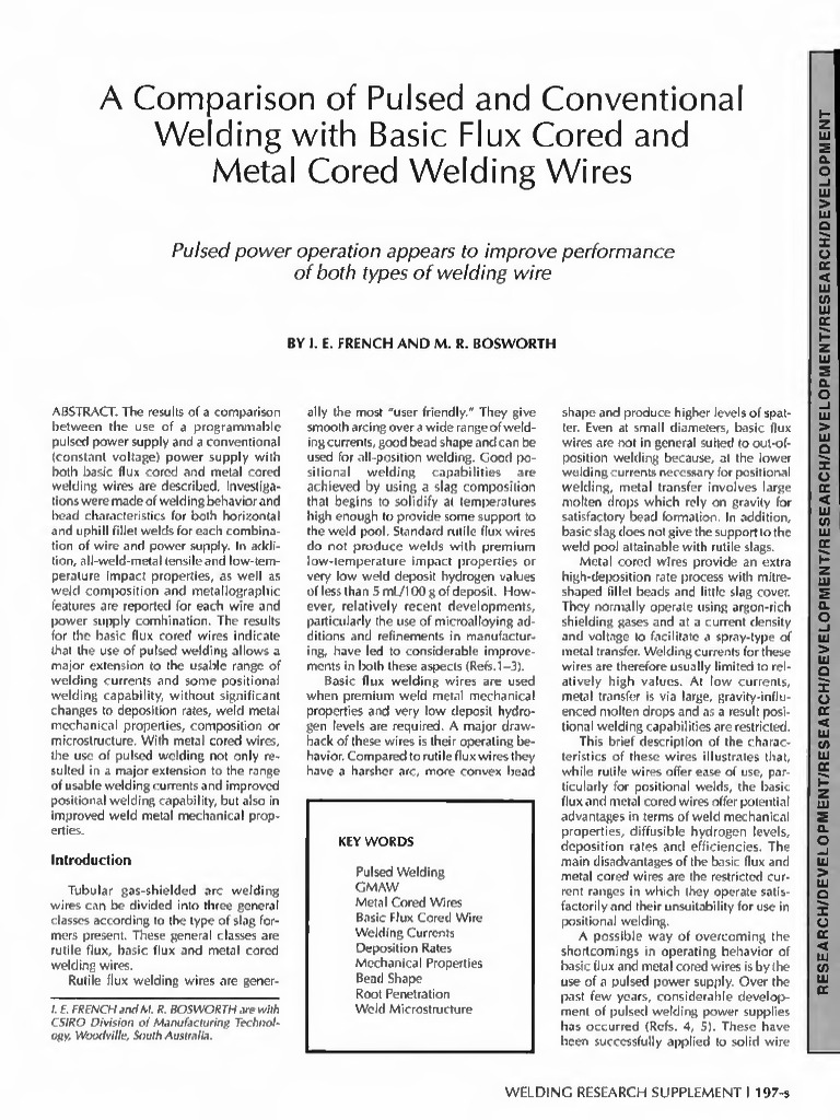 1 - A Comparison of Pulsed and Conventional Welding With Basic Flux ...