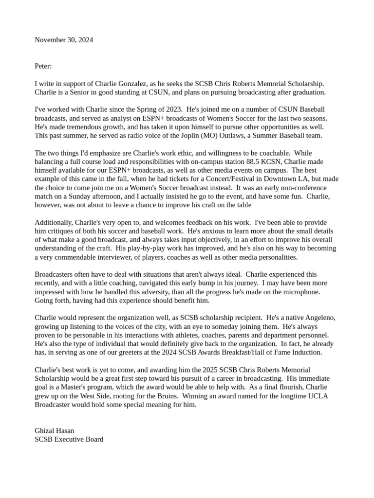 Charlie Letter SCSB 1126 | PDF