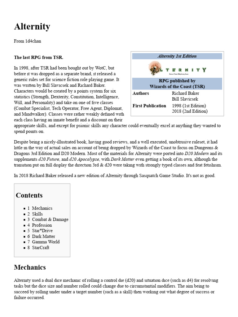 Alternity - 1d4chan | PDF | D20 System | Wizards Of The Coast