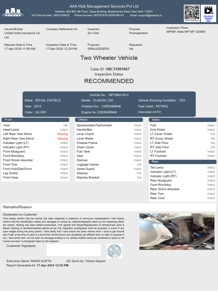 UIIC31801067 | PDF | Motor Vehicle | Vehicles