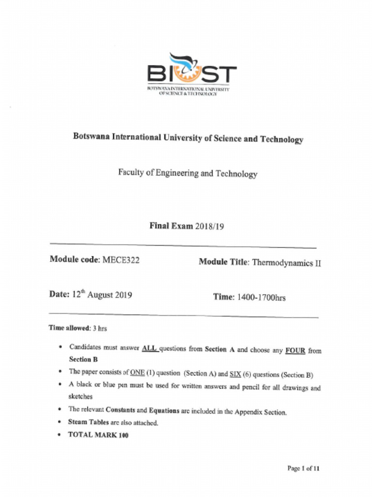 Mece 322 Exam2018 | PDF