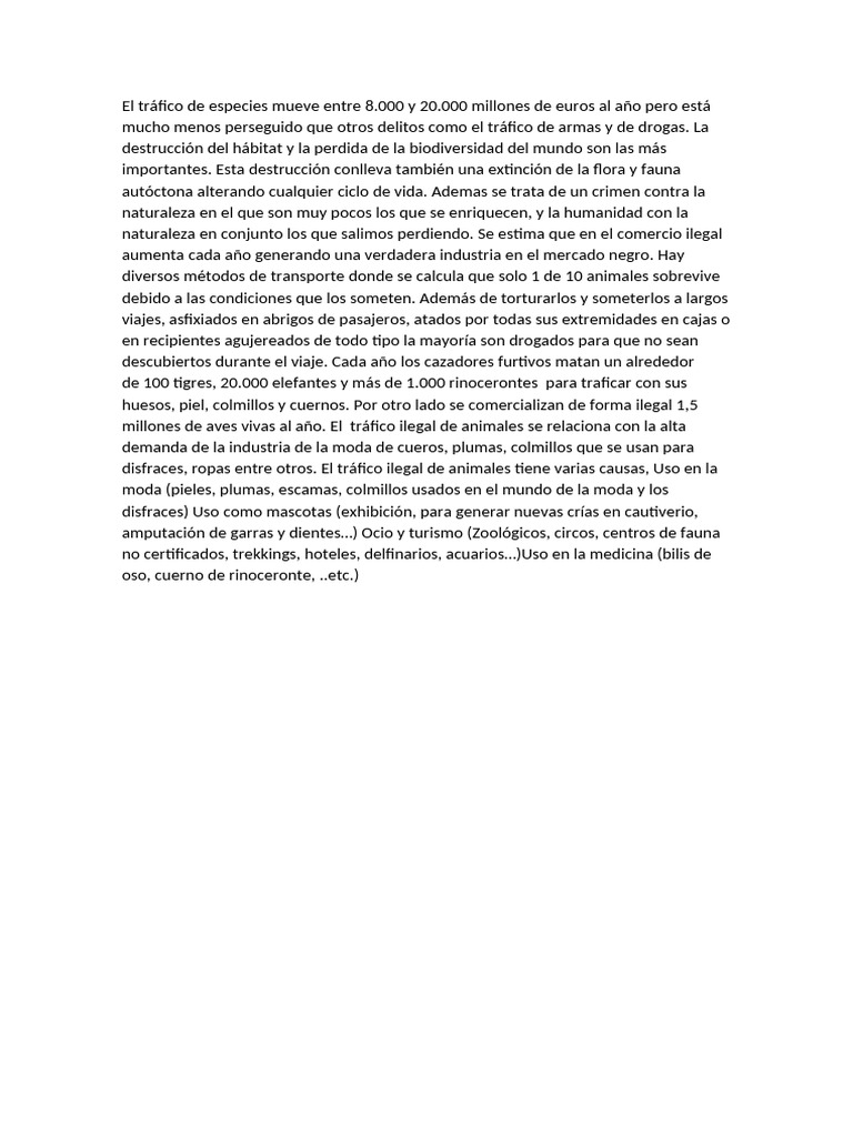 El Tráfico de Especies | PDF