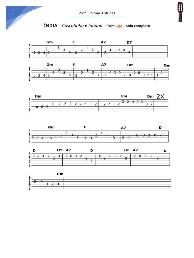 ÍNDIA - Tablatura - Solo Completo | PDF