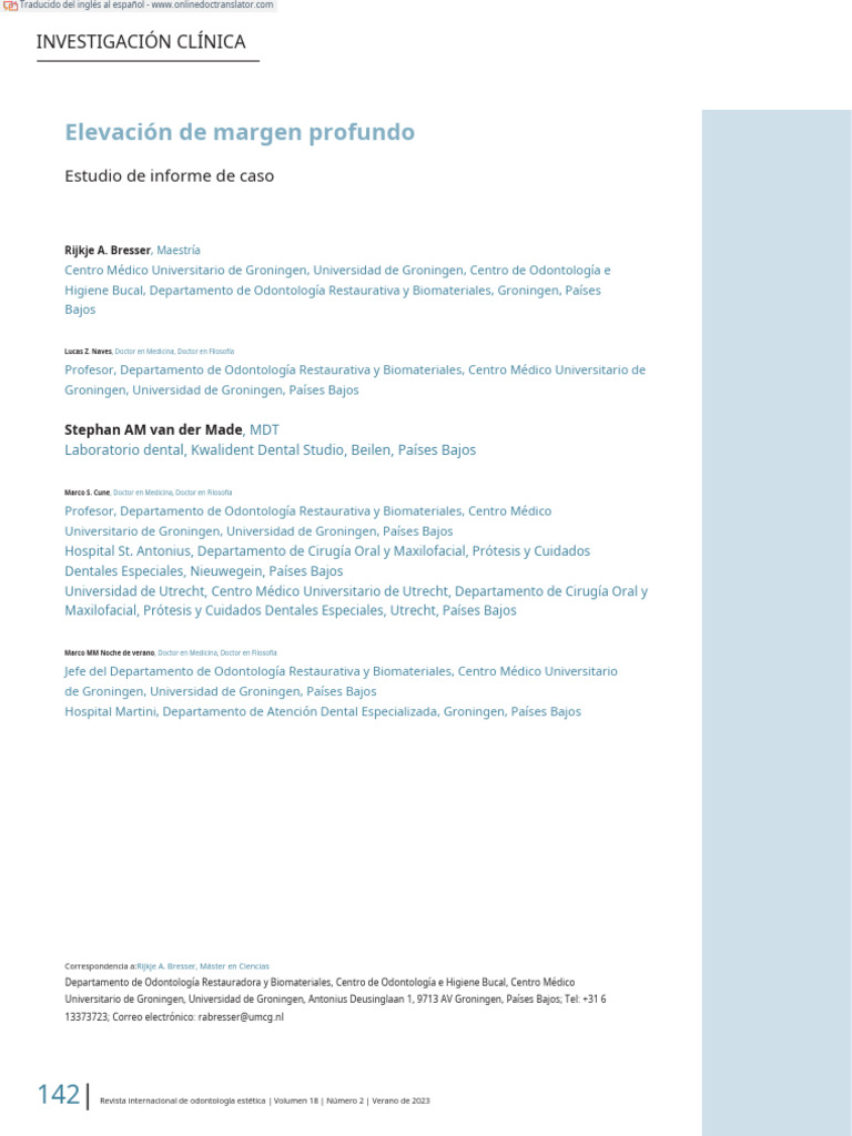 Deep Margin Elevation A Case Report Study 2023.en - Es | PDF | Compuesto Dental | Odontología
