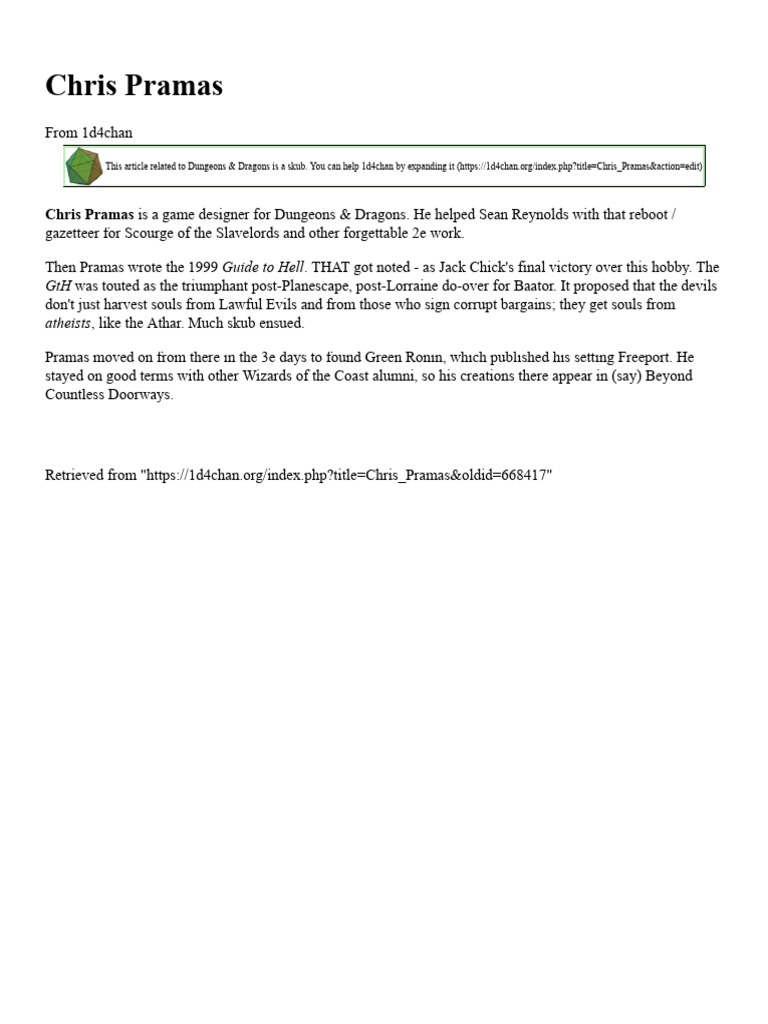 Chris Pramas - 1d4chan | PDF