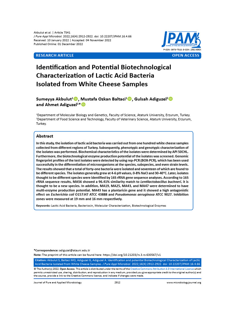 Identification and Potential Biotechnological Characterization of ...